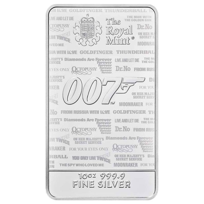 Royal UK Mint Silver James Bond Minted Bar 10oz - Bullion Now