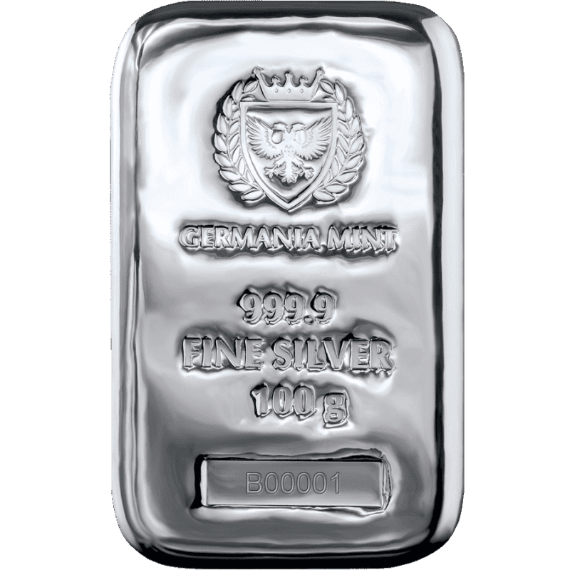 Germania Mint Silver Cast Bar 100g - Bullion Now