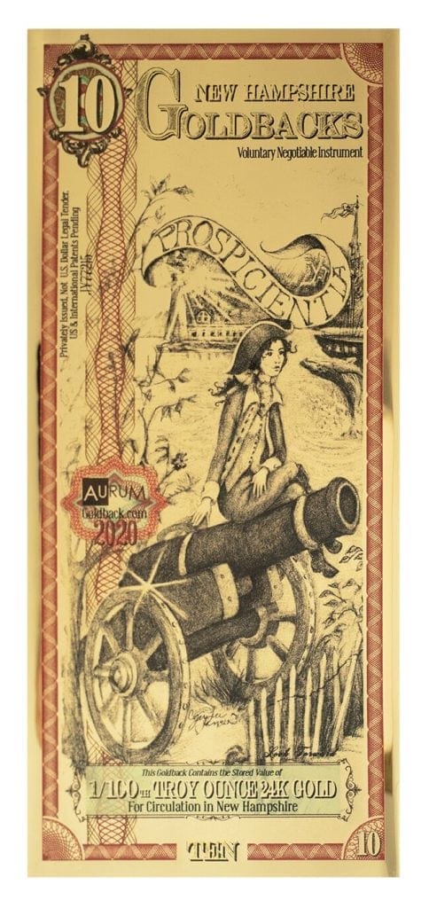 Goldback New Hampshire 10 Note Bullion Now
