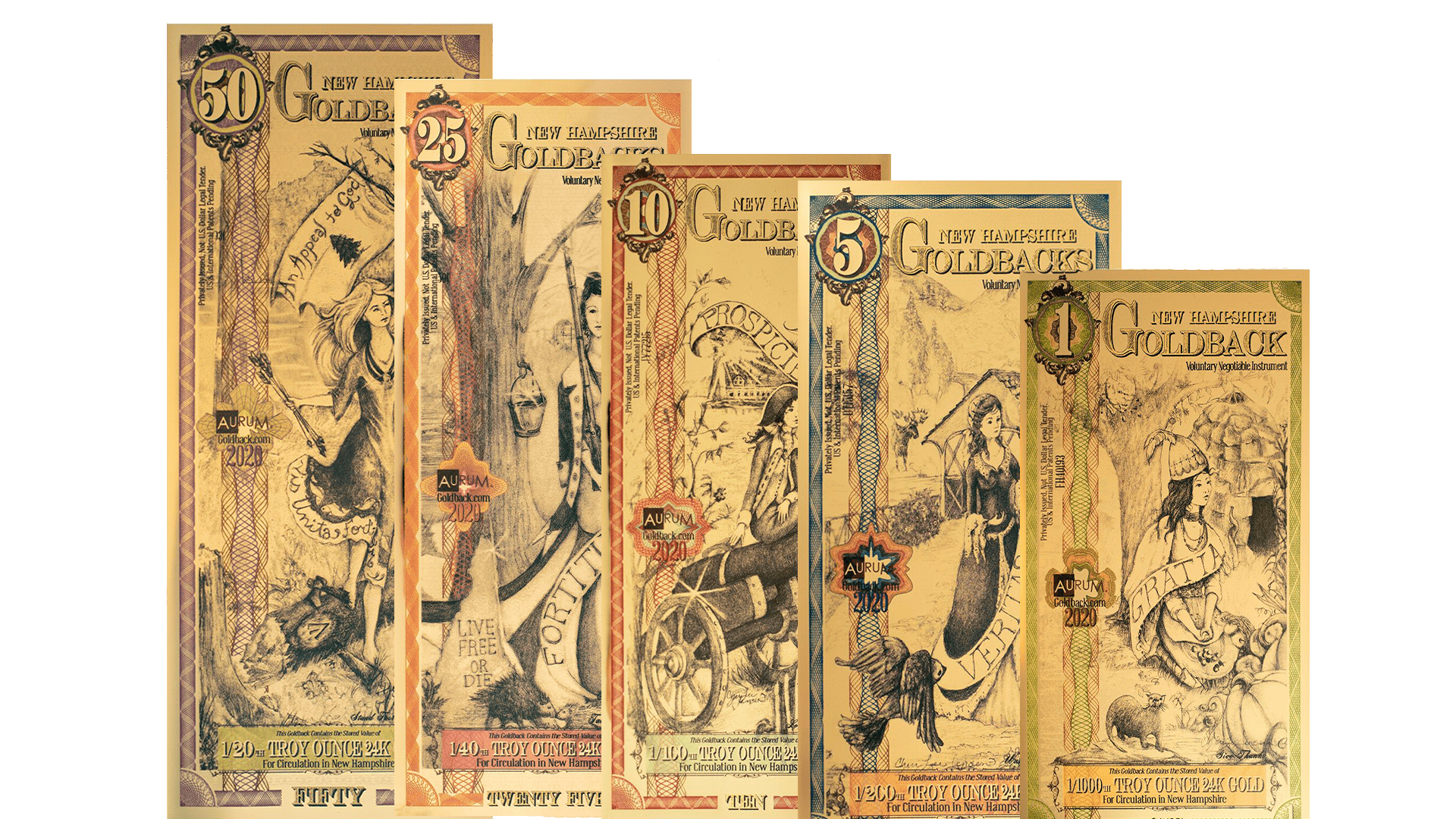 Goldback New Hampshire Note Set (91 GB) - Bullion Now