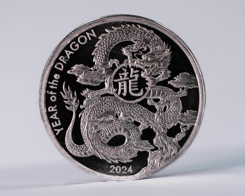 2024 Asahi Refining Silver Lunar Dragon Round 1oz - Bullion Now