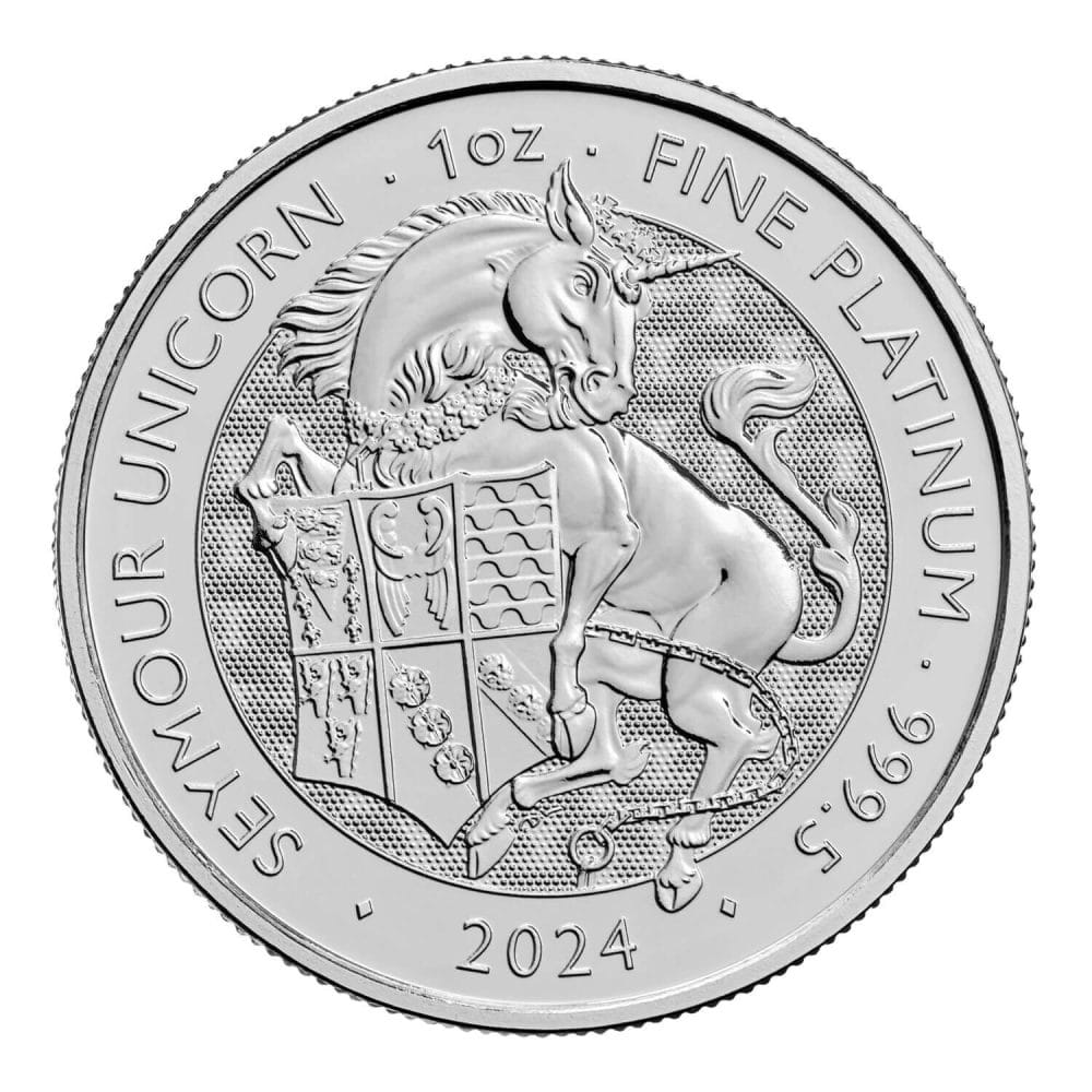 2024 Royal UK Mint Platinum Tudor Beasts Unicorn Coin 1oz - Bullion Now