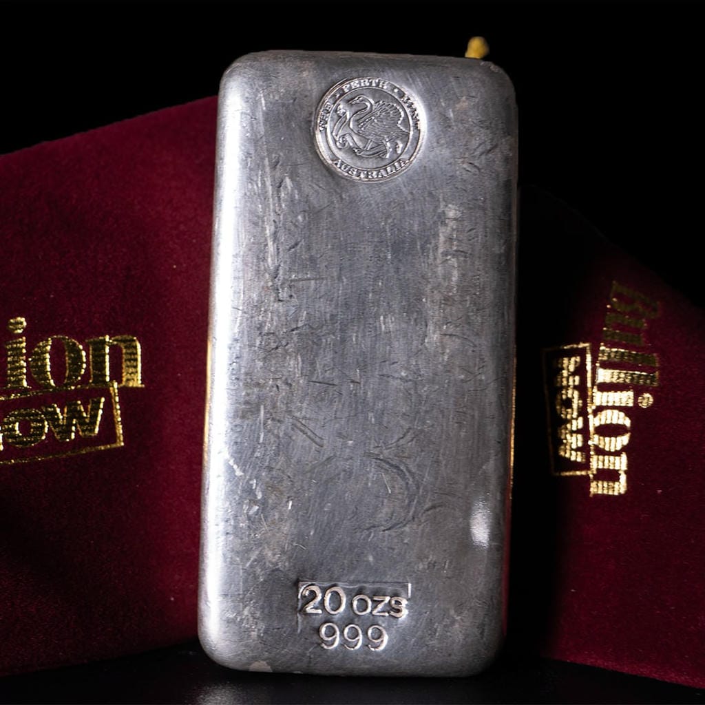 Auction Item 0141 - Perth Mint Silver Cast Bar 20oz - Bullion Now