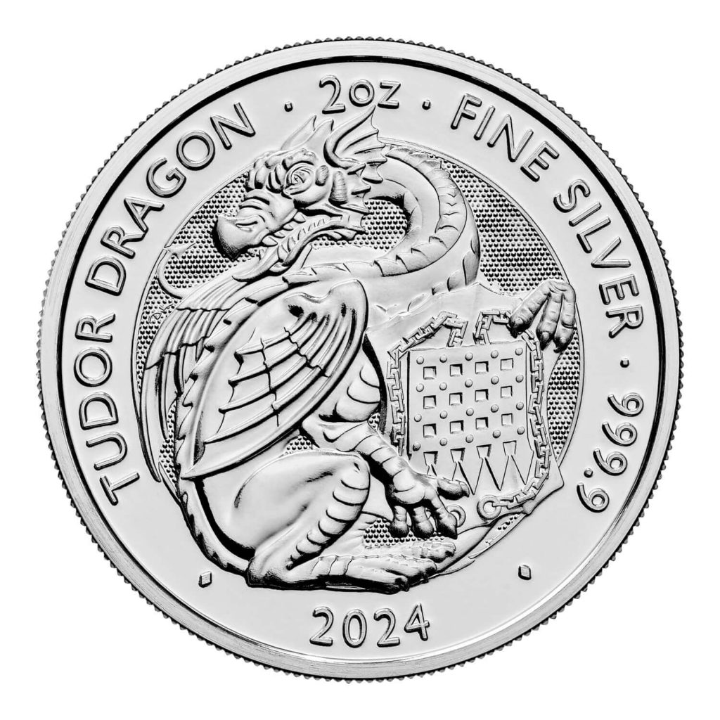 2024 Royal UK Mint Silver Tudor Beast Welsh Dragon Coin 2oz - Bullion Now