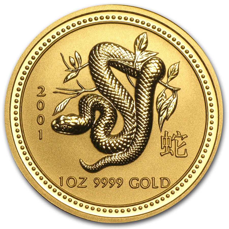 2001 Perth Mint Gold Lunar Snake Coin 1oz - Bullion Now