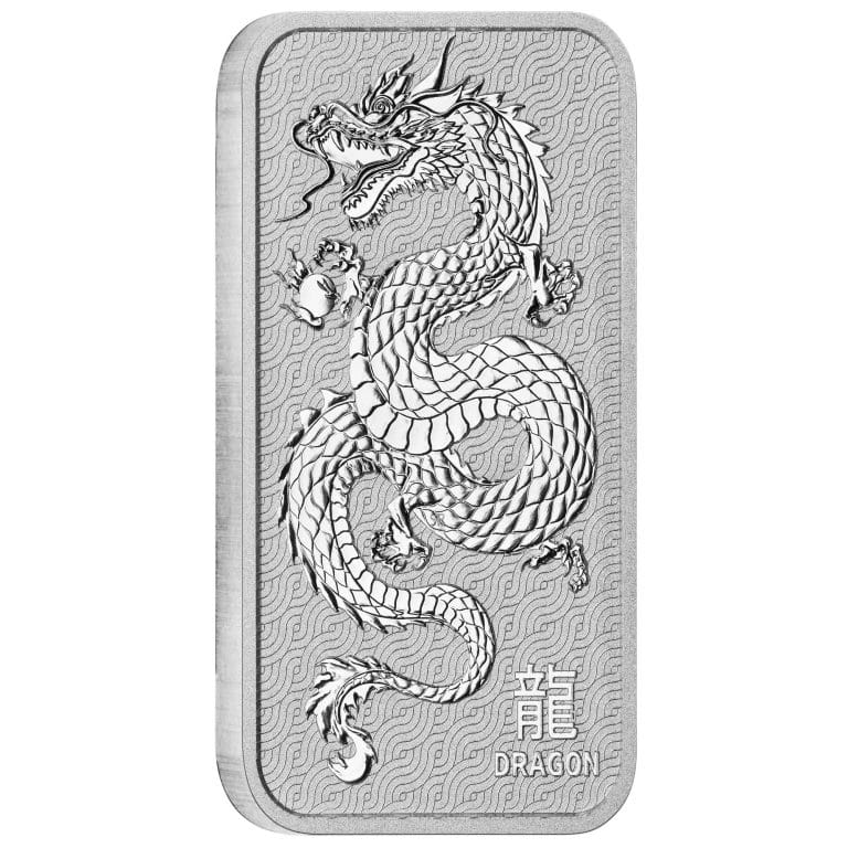 Perth Mint Silver Lunar Dragon Rectangular Minted Bar 1oz - Bullion Now