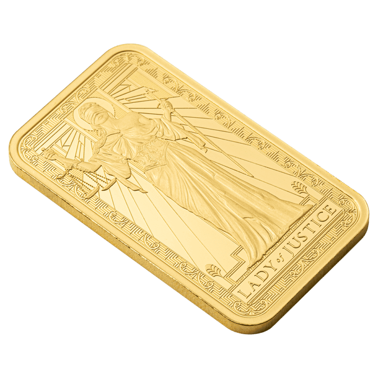 PAMP Gold Lady of Justice Minted Bar 1oz - Bullion Now